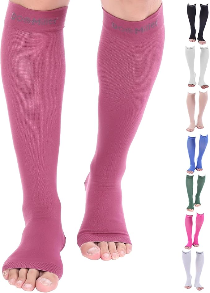 Doc Miller Open Toe Compression Socks, 20-30 mmHg, Toeless Compression ...